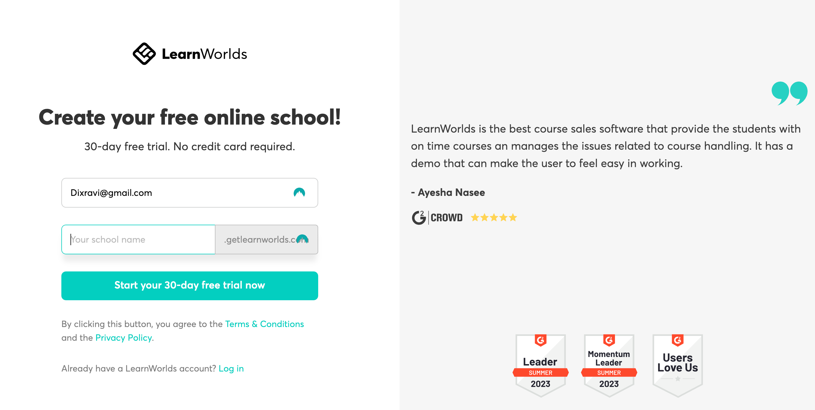 LearnWorlds Free Trial 2025: No-Credit Card Required